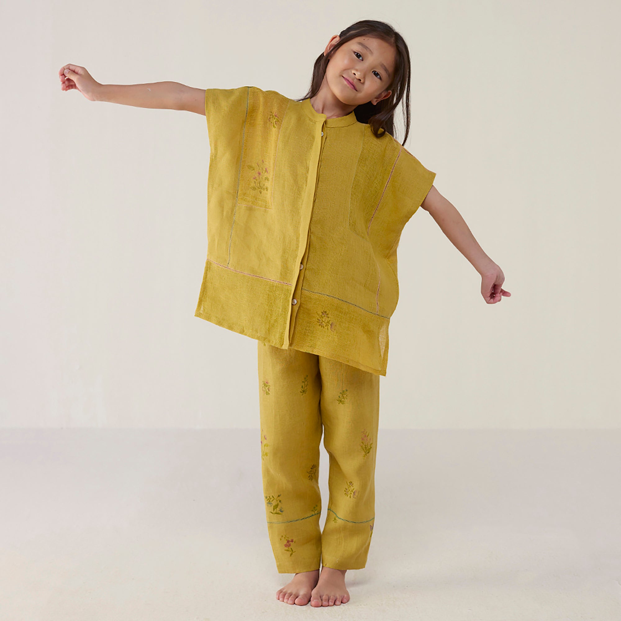 Aboli Patchwork Linen Shirt - ochre | Little West Street