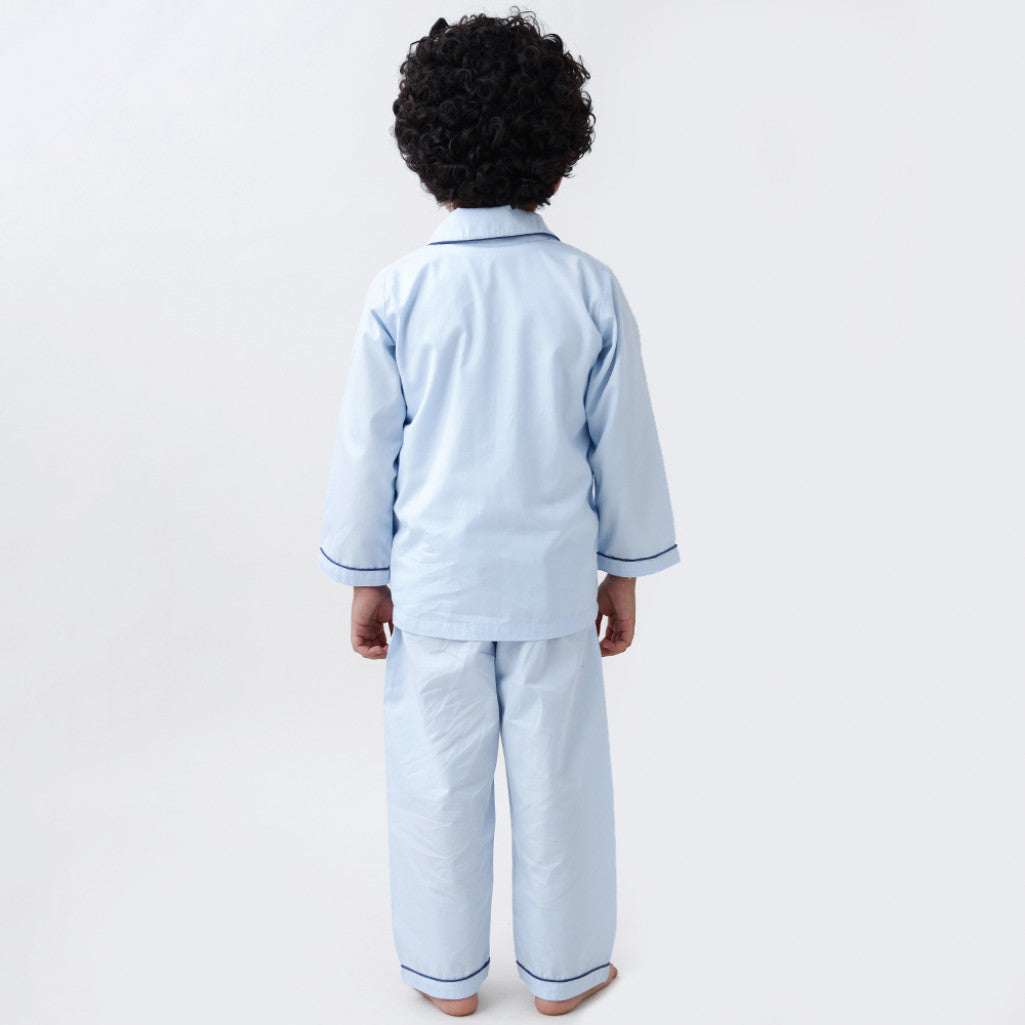 Sky Blue Pajama Set For Kids | Little West Street